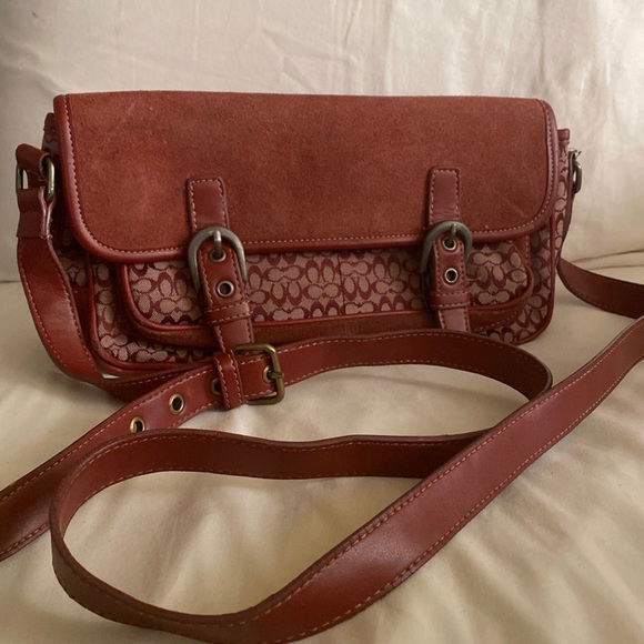 Coach | Bags | Coach Purse Vintage Deep Red With Classic C Coach Print ...